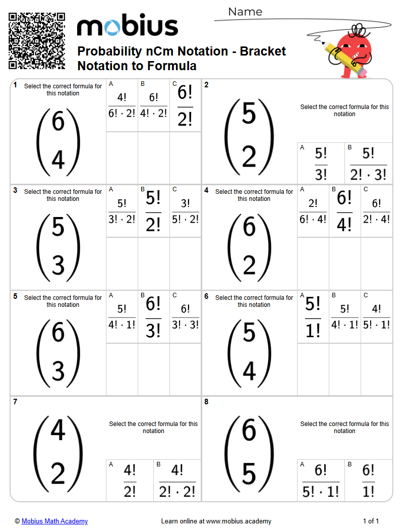 Probability nCm Notation - Bracket Notation to Formula (Level 1 ...