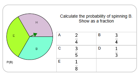 Probability - Spinner, One Spin, Single Answer, To Fraction (Level 1 ...