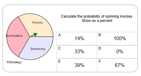Probability - Spinner, One Spin, Single Answer, To Percent (Level 1 ...