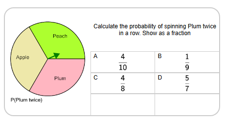 Probability - Spinner, Two Spins, Both Answers, To Fraction (Level 1 ...