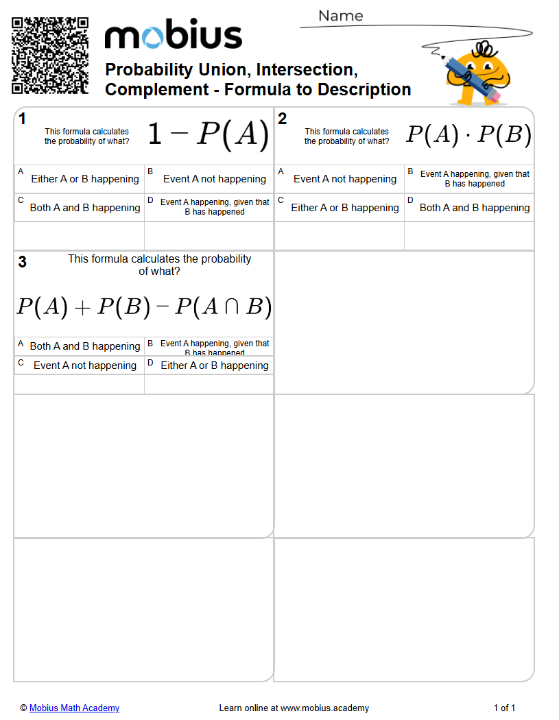 Level 1 | Statistics | Grades 8-10 Math Worksheets - Mobius Math Academy