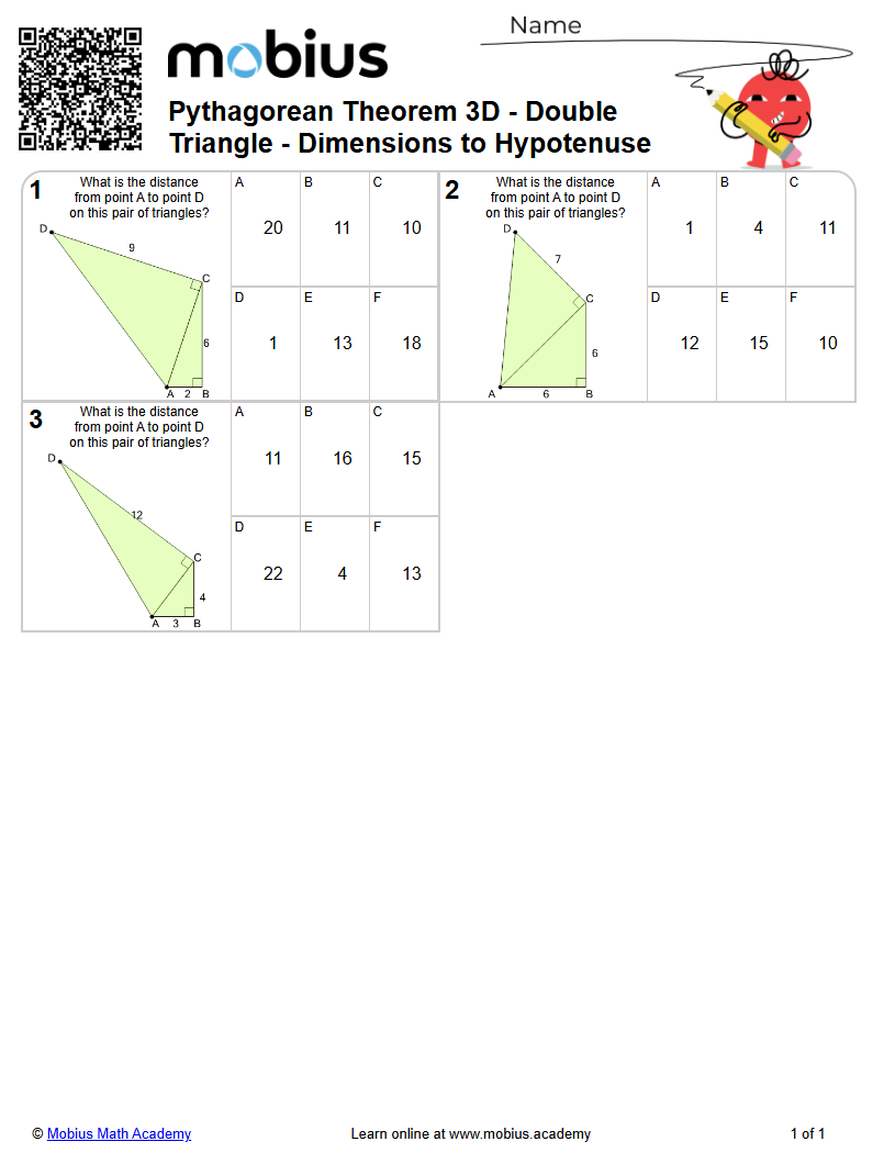 Pythagorean Theorem 3D - Double Triangle - Dimensions to Hypotenuse ...