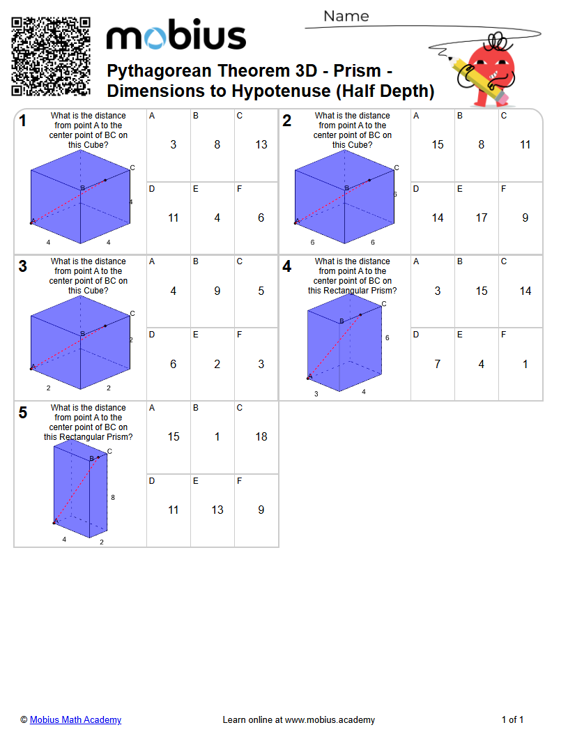 Level 1 | Geometry 3D | Grade 11 Math Worksheets - Mobius Math Academy