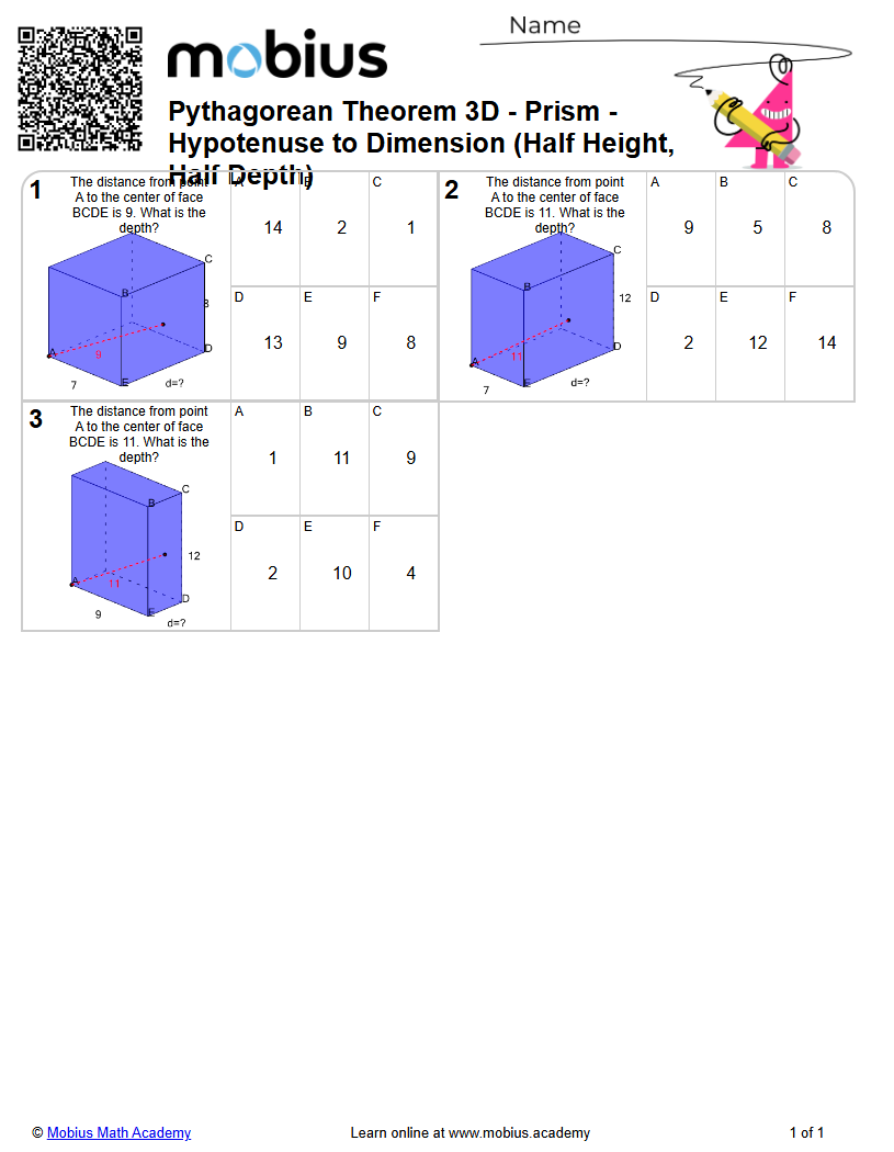 Level 2 | Geometry 3D | Grade 11 Math Worksheets - Mobius Math Academy