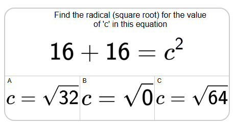 Pythagorean Equation from Values - Length of Hypotenuse (Radical ...