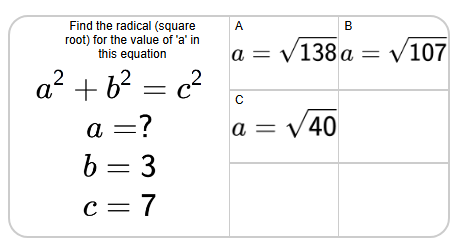 Pythagorean Equation from Variables - Either Missing Length (Radical ...