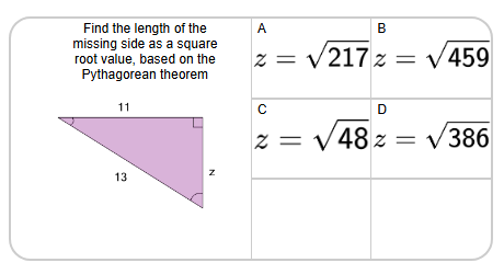 Pythagorean Theorem | Length of Side (Radical) (Level 2) | Grades 8-10 ...