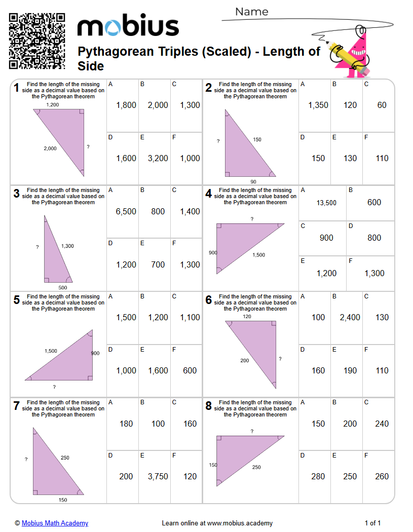 Pythagorean Triples (Scaled) - Length of Side | Level 2 | Grades 9-11 ...