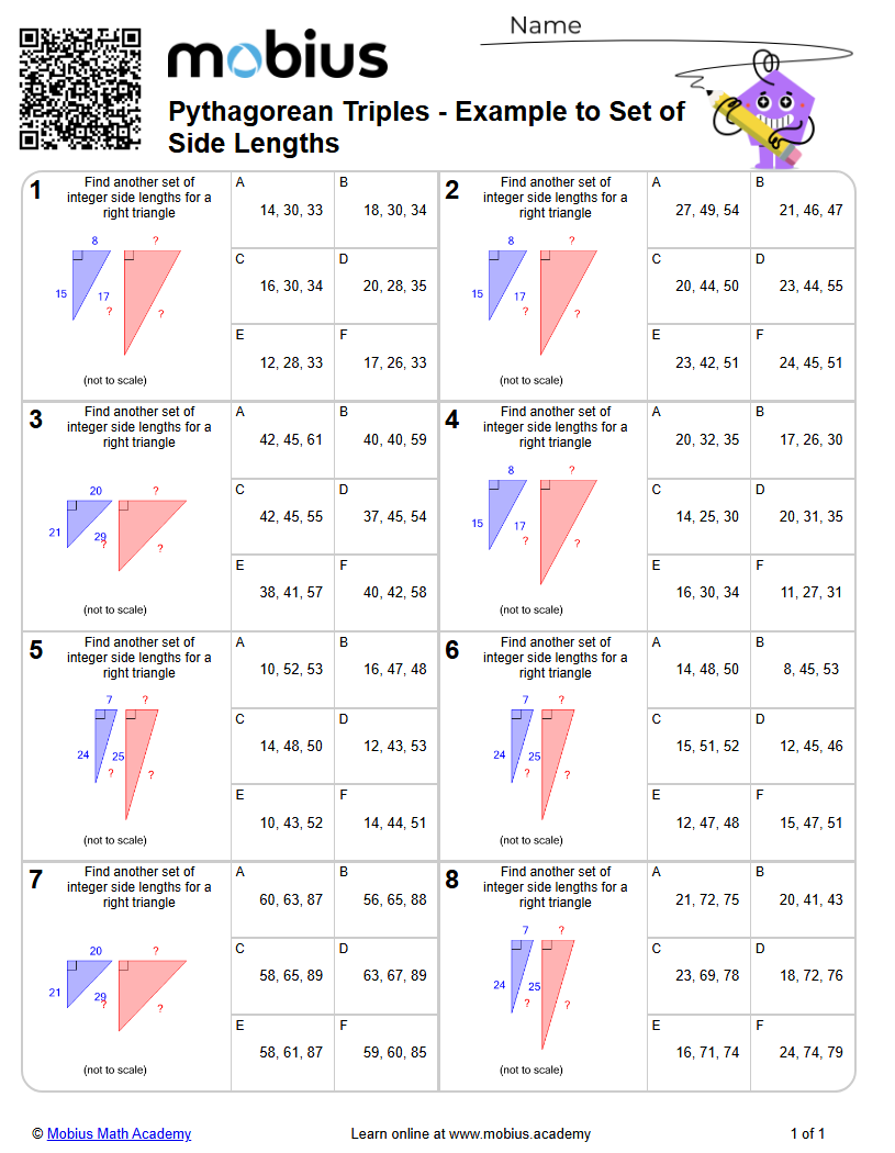 Pythagorean Triples - Example to Set of Side Lengths (Level 3) - Mobius ...