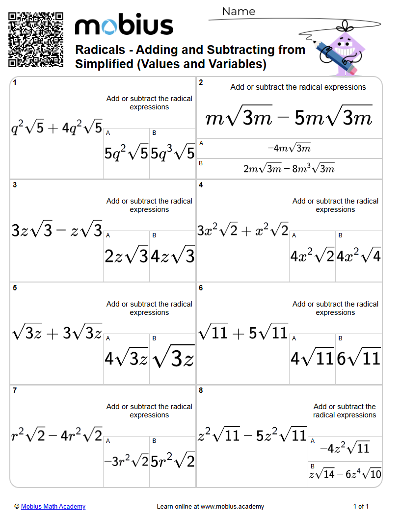 Adding and Subtracting from Simplified (Values and Variables) (Level 2 ...