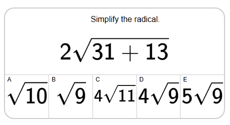 Radicals | Addition Under Squared Radical Times Integer To Radical ...