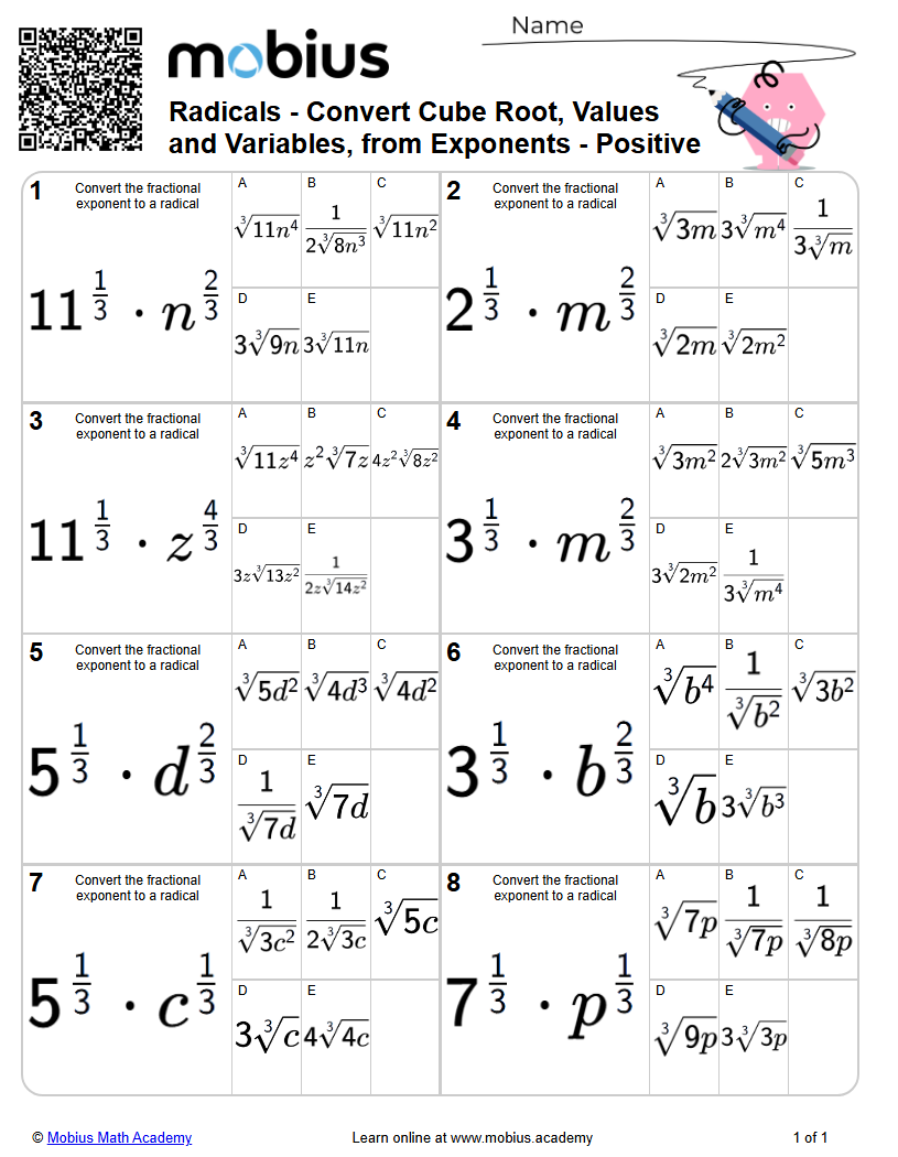 Convert Cube Root, Values and Variables, from Exponents - Positive ...