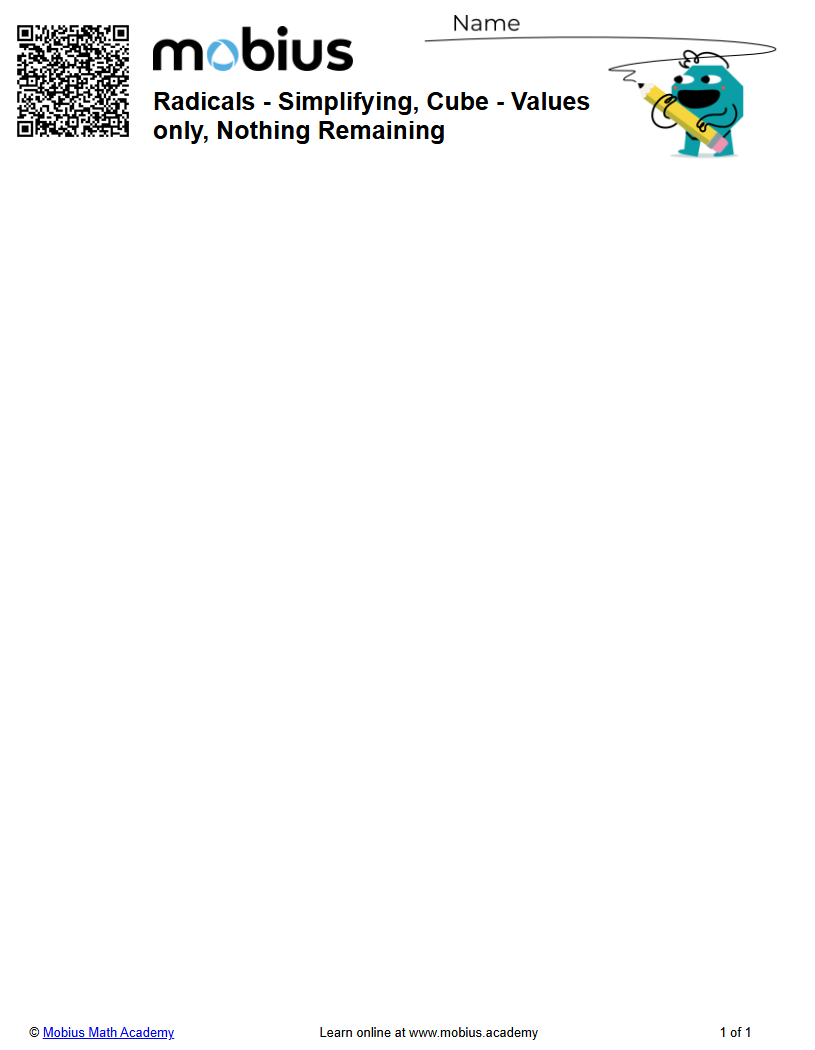 Radicals - Simplifying, Cube - Values only, Nothing Remaining (Level 1 ...