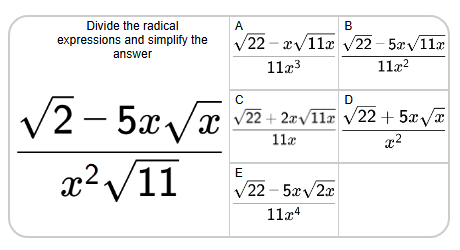 Radicals | Divide Binomials by Monomials (Values and Variables) (Level ...