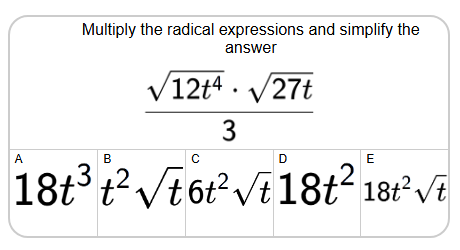 Radicals - Multiplying Monomials (Values and Variables) over Integer (Level 2) - Mobius Math Academy