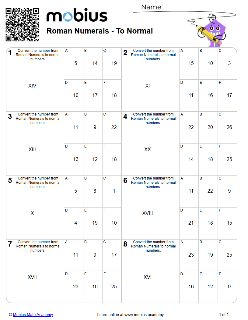 Level 1 | Grade 0 Math Worksheets - Mobius Math Academy