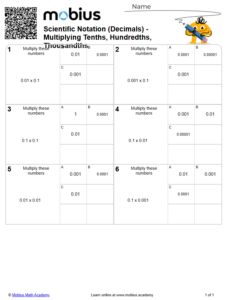 Scientific Notation (Decimals) - Multiplying Tenths, Hundredths ...