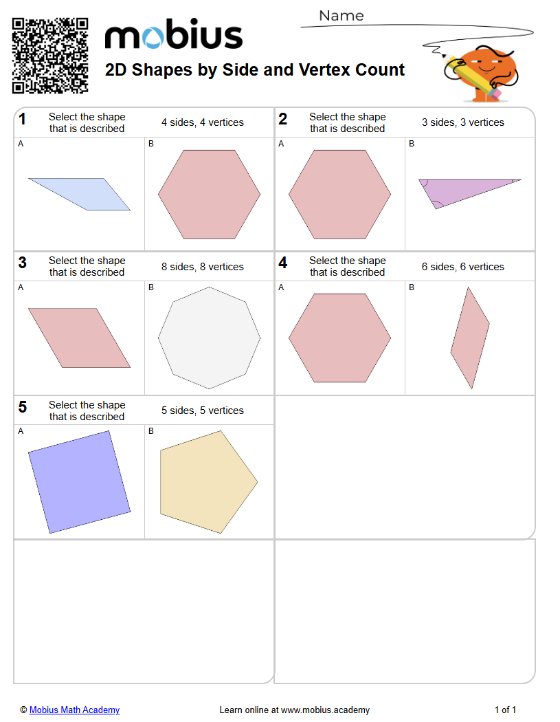 2D Shapes by Side and Vertex Count | Level 1 | Grades 2-3 Math ...