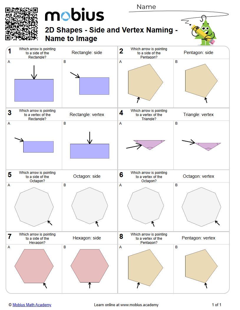 2D Shapes - Side and Vertex Naming - Name to Image | Level 1 | Grades 2 ...
