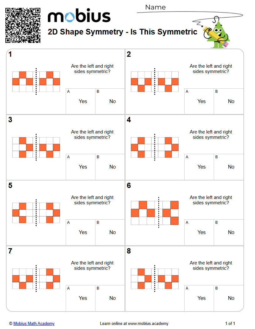 2D Shape Symmetry - Is This Symmetric (Level 1) - Mobius Math Academy