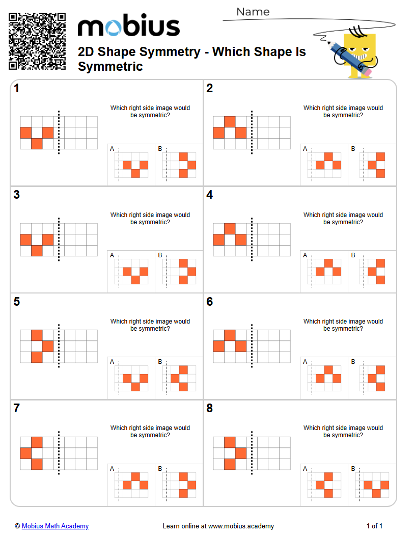 2D Shape Symmetry - Which Shape Is Symmetric (Level 1) - Mobius Math ...