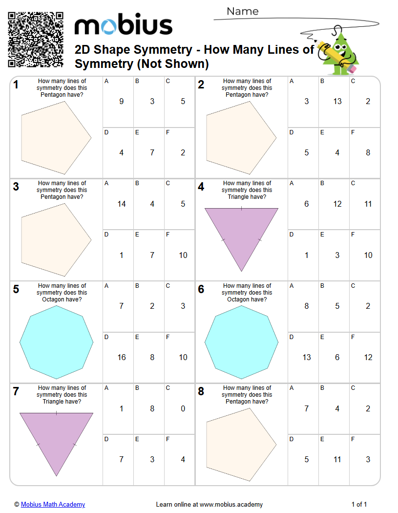 2D Shape Symmetry - How Many Lines of Symmetry (Not Shown) | Level 1 ...