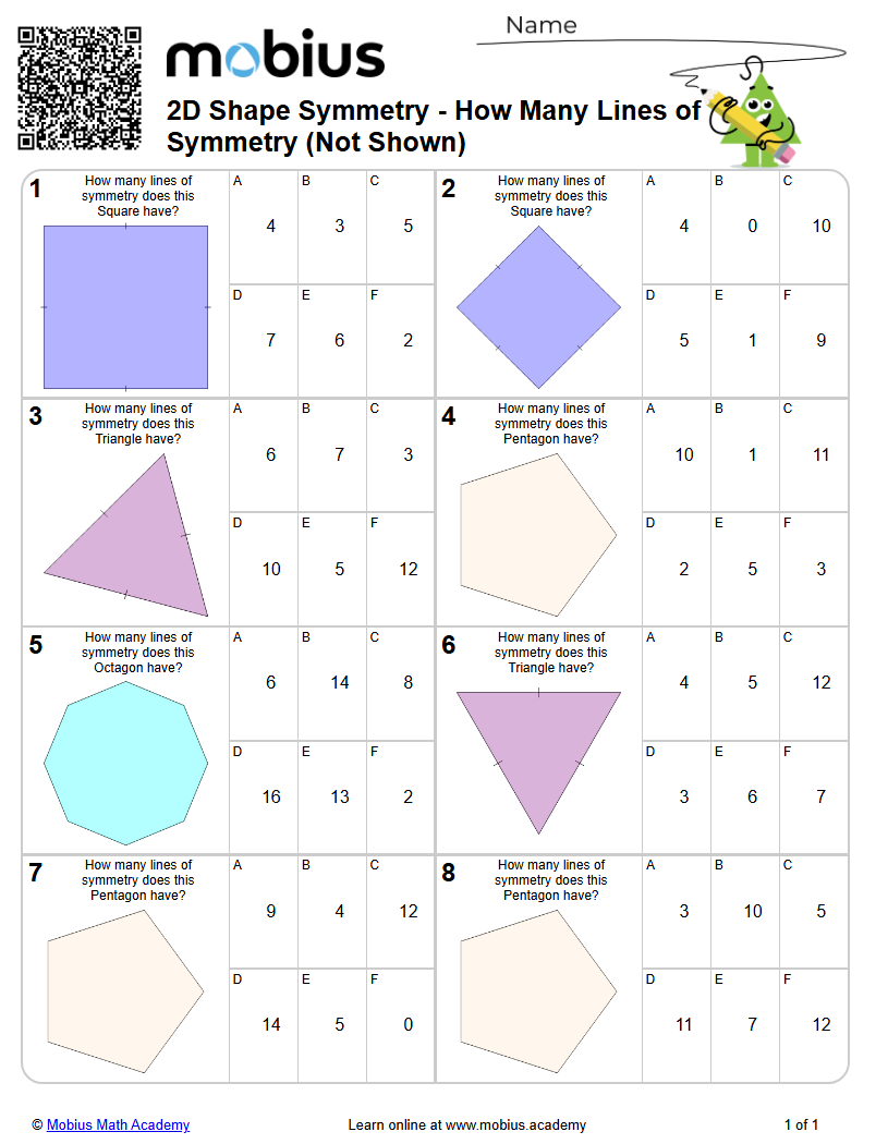 2D Shape Symmetry - How Many Lines of Symmetry (Not Shown) | Level 2 ...
