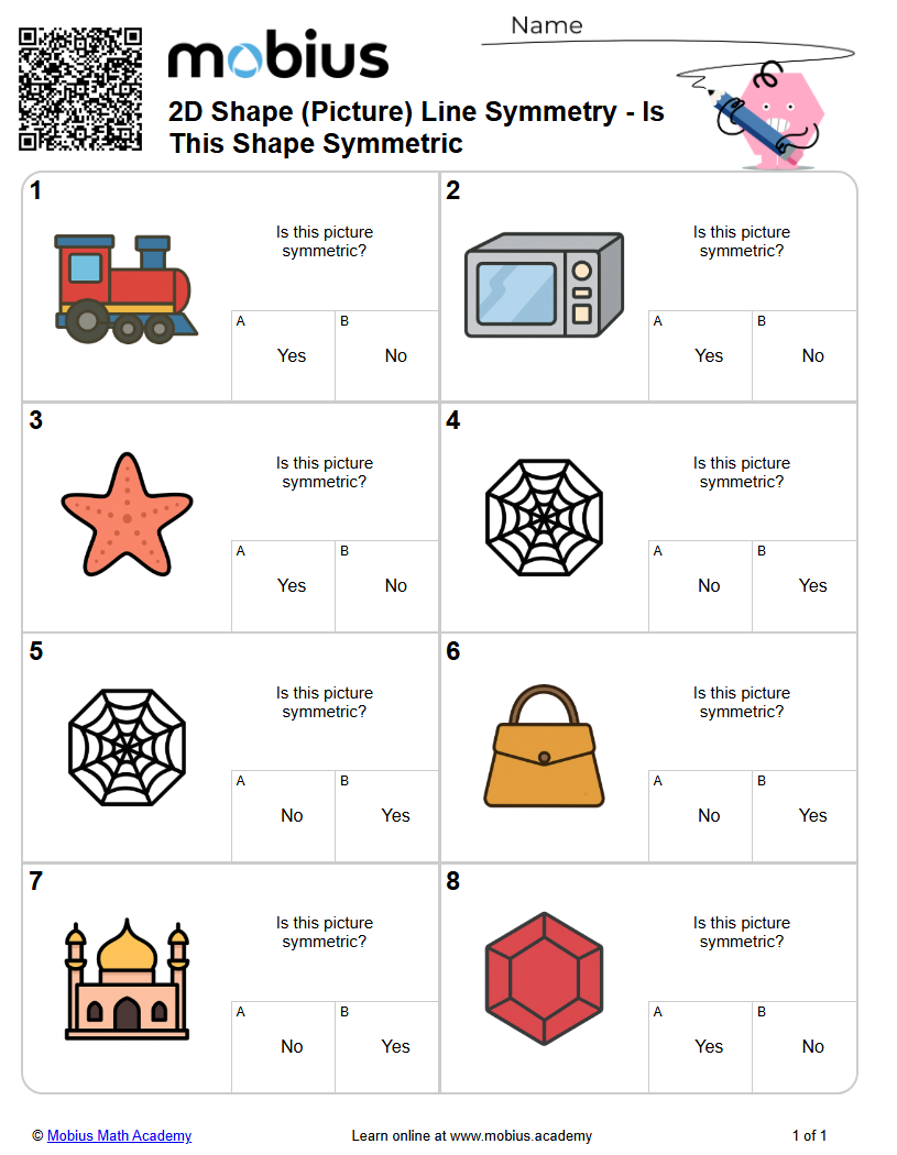 2D Shape (Picture) Line Symmetry - Is This Shape Symmetric (Level 1 ...