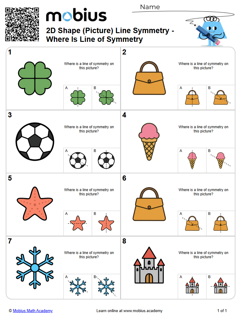 2D Shape (Picture) Line Symmetry - Where Is Line of Symmetry | Level 1 ...