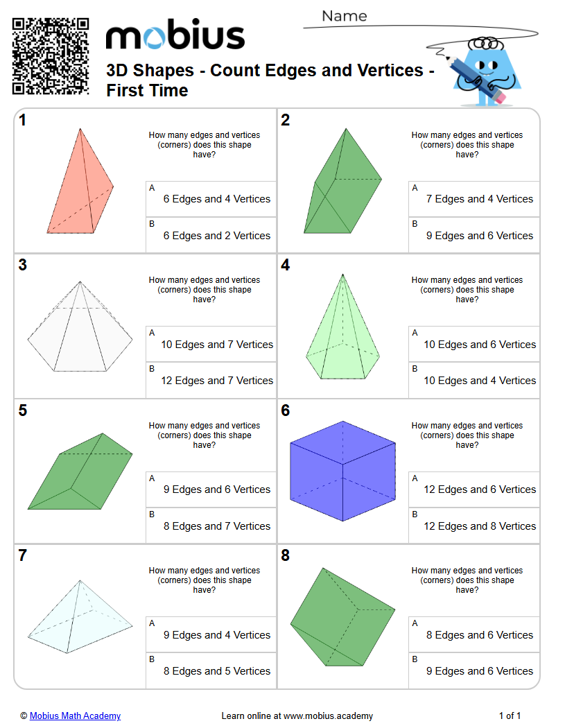 3D Shapes - Count Edges and Vertices - First Time | Level 1 | Grades 3 ...