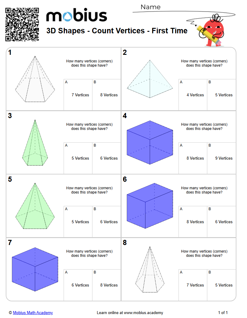 3D Shapes - Count Vertices - First Time | Level 1 | Grade 3 Math ...