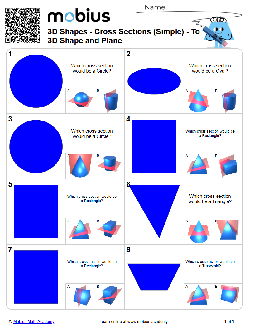 3D Shapes - Cross Sections (Simple) - To 3D Shape and Plane (Level 1 ...