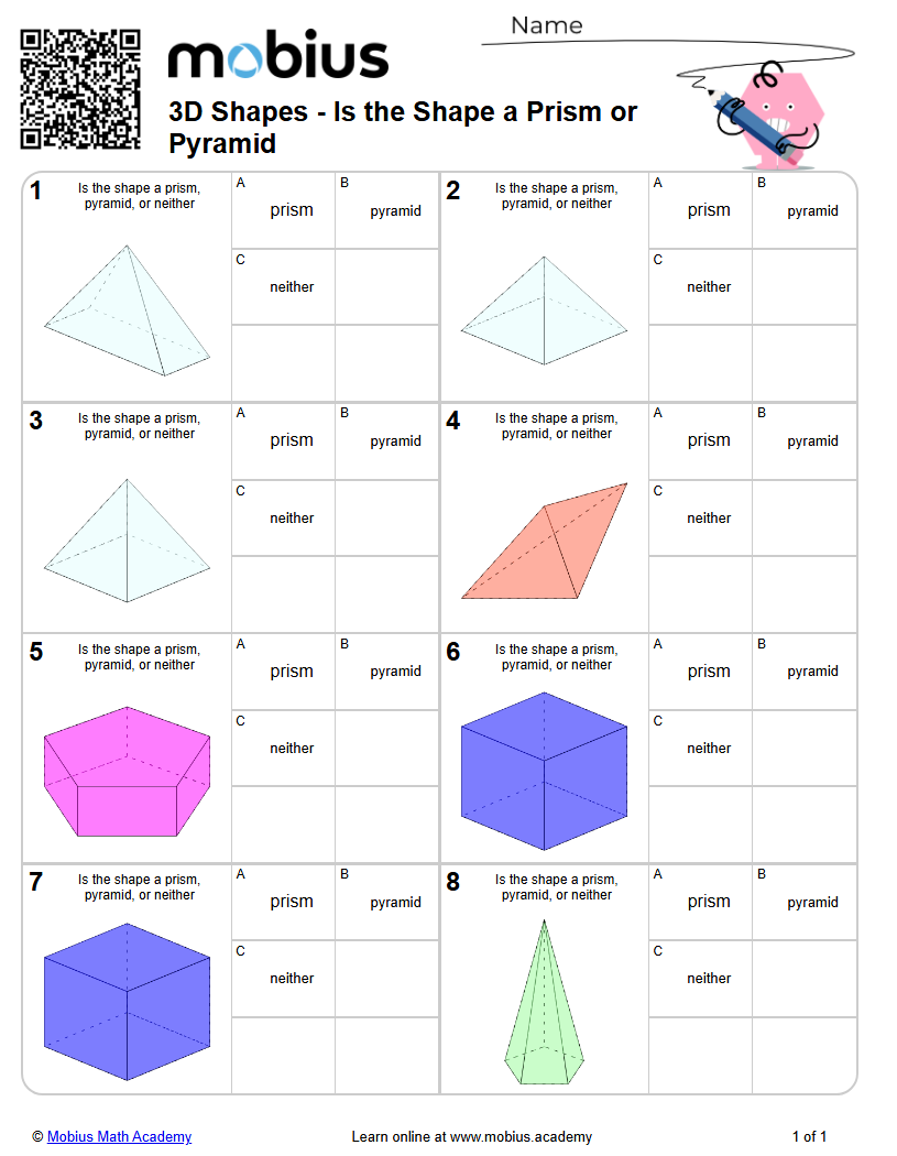 Level 1 | Geometry 2D | Grades 2-6 Math Worksheets - Mobius Math Academy