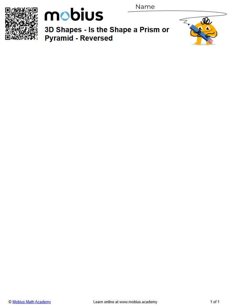 3D Shapes - Is the Shape a Prism or Pyramid - Reversed (Level 1 ...