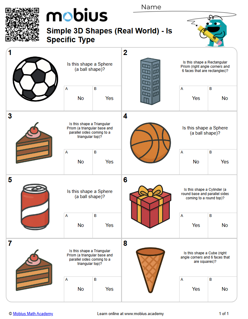Simple 3D Shapes (Real World) - Is Specific Type (Level 1) - Mobius ...