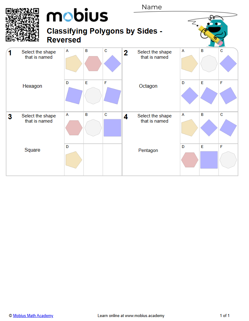 Classifying Polygons by Sides - Reversed | Level 1 | Grades 2-6 Math ...