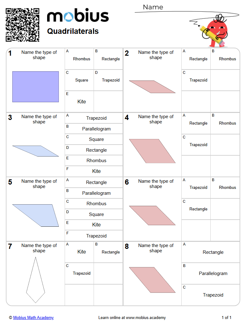 Level 1 | Geometry 2D | Grades 4-6 Math Worksheets - Mobius Math Academy