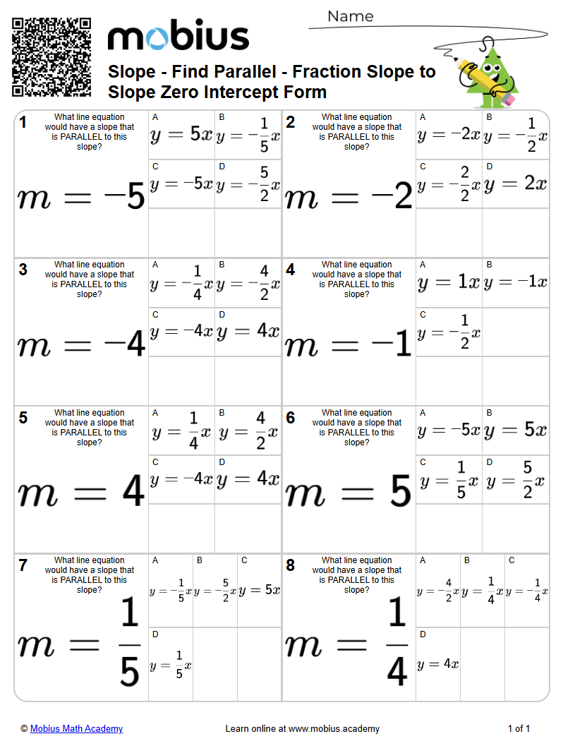 Slope - Find Parallel - Fraction Slope to Slope Zero Intercept Form ...