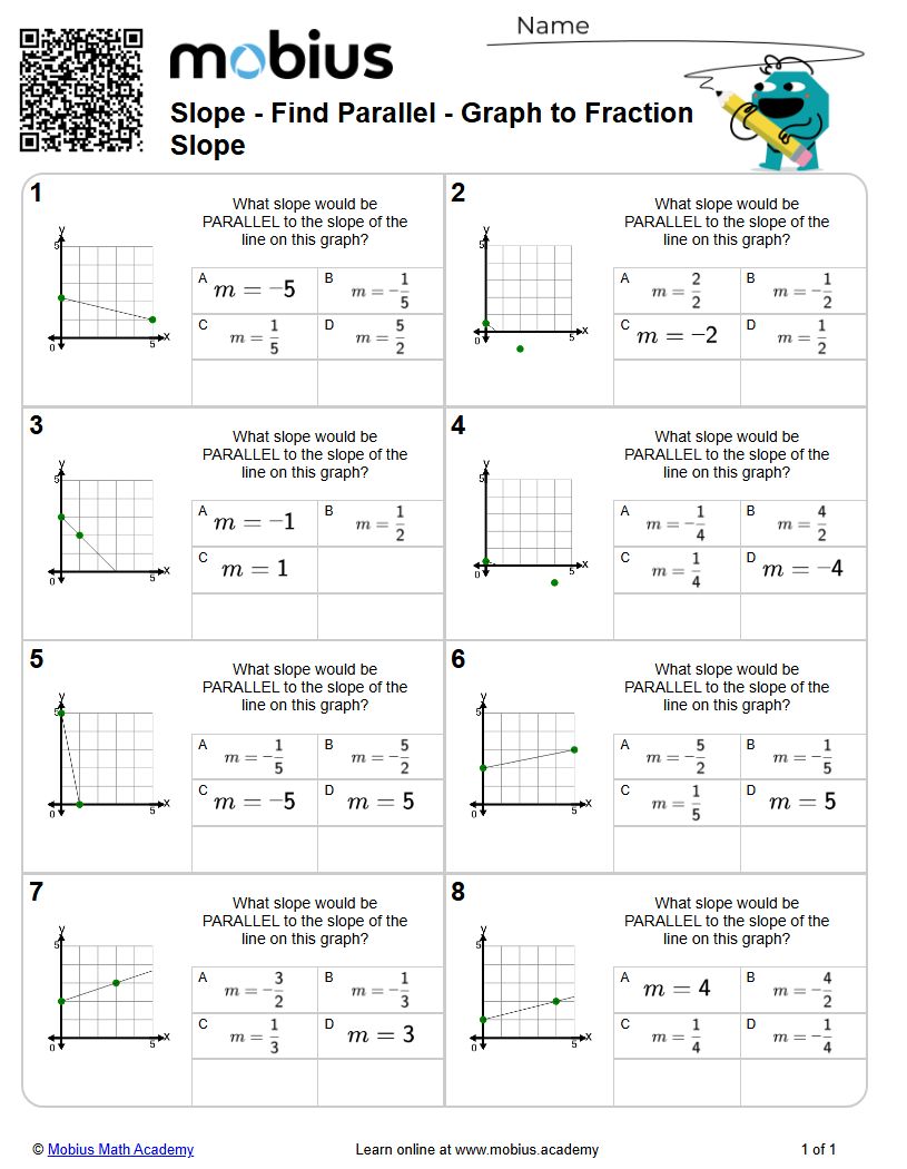 Slope - Find Parallel - Graph to Fraction Slope | Level 1 | Grade 9 ...