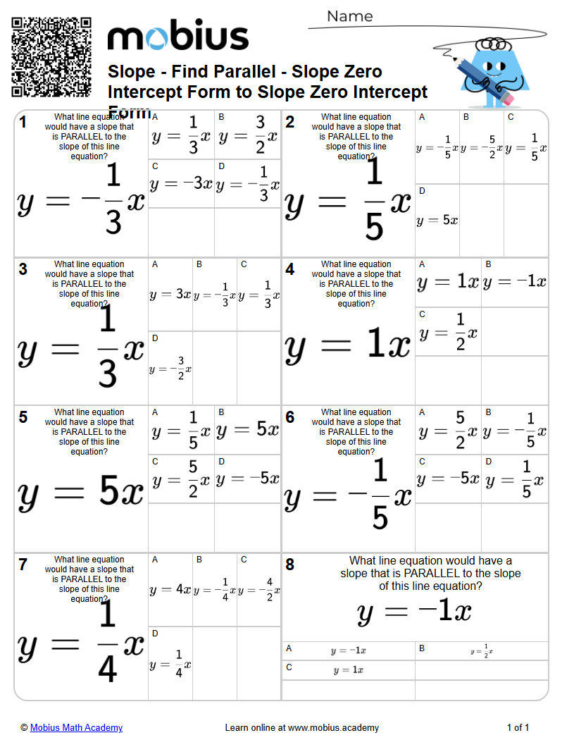 Slope - Find Parallel - Slope Zero Intercept Form to Slope Zero ...