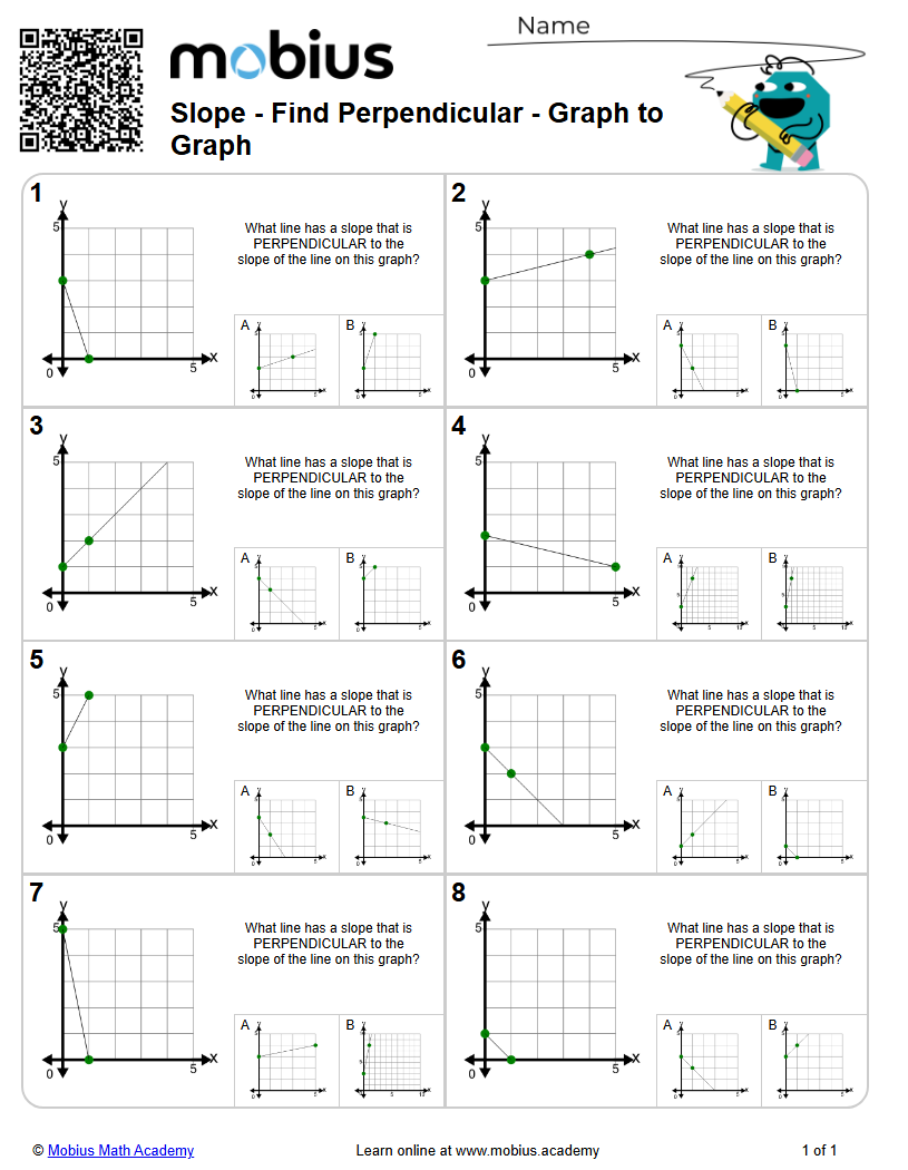 Level 1 | Slope/Linear Equations | Grade 9 Math Worksheets - Mobius ...