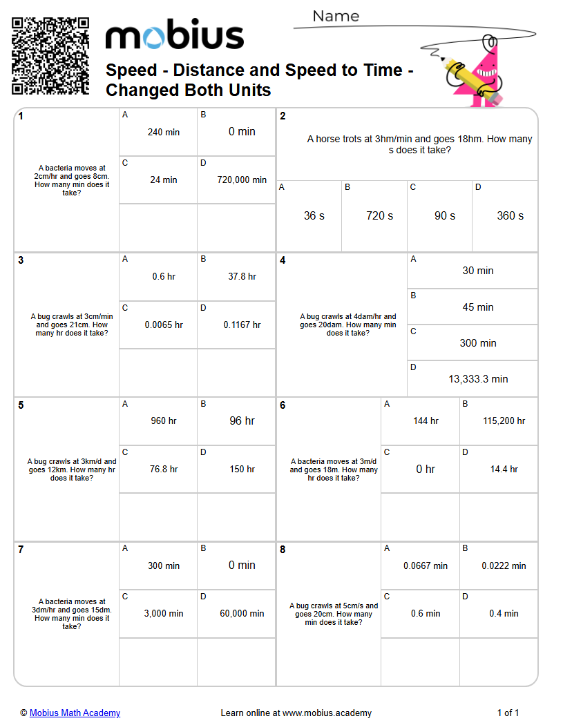 Speed | Distance and Speed to Time - Changed Both Units (Level 1 ...