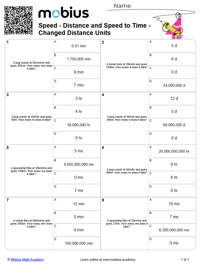 Speed - Distance and Speed to Time - Changed Distance Units (Level 2 ...