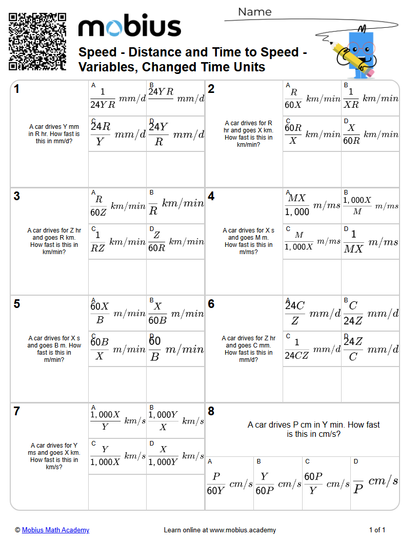 Speed - Distance and Time to Speed - Variables, Changed Time Units ...