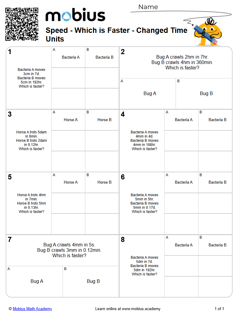 Which is Faster - Changed Time Units (Level 1) | Speed/Distance/Time ...