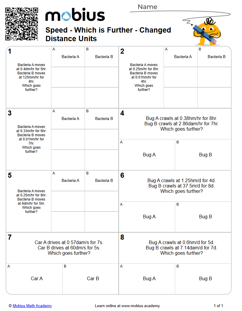 Which is Further - Changed Distance Units (Level 1) | Speed/Distance ...