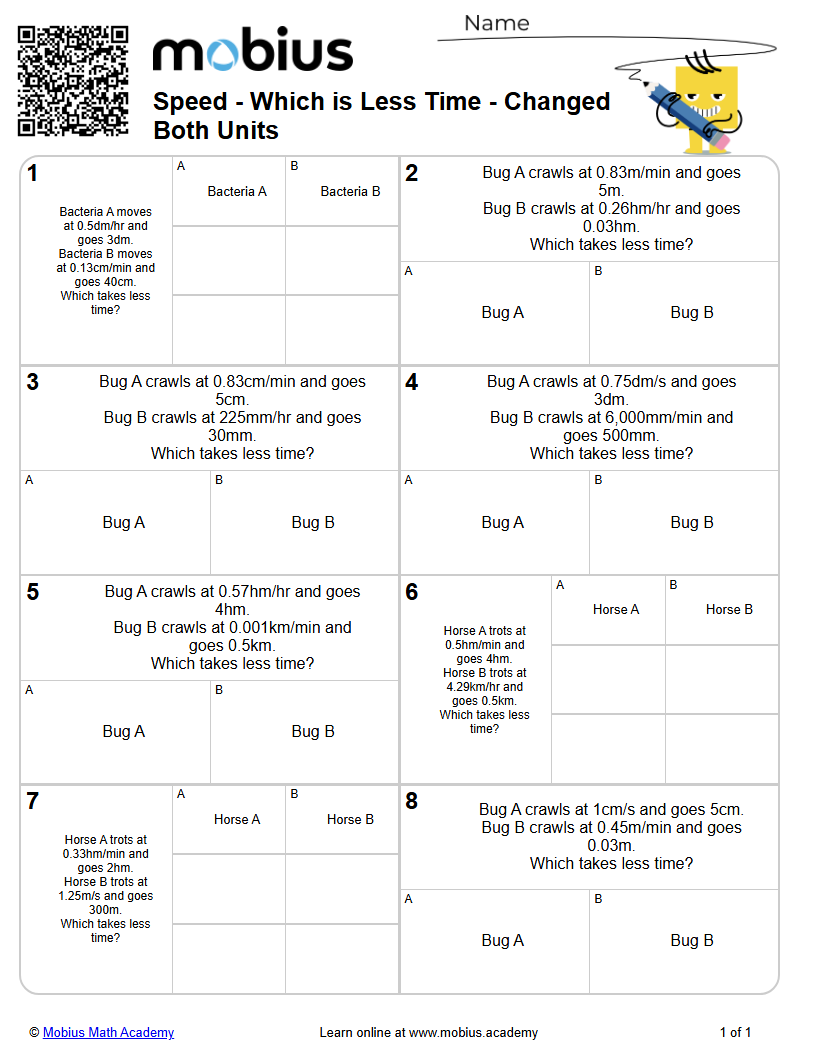 Which is Less Time - Changed Both Units (Level 1) | Speed/Distance/Time ...