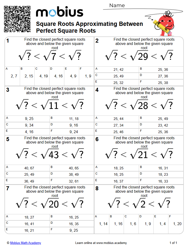 Square Roots Approximating Between Perfect Square Roots | Level 2 ...