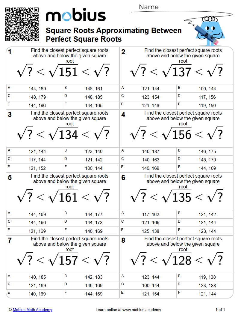 Square Roots Approximating Between Perfect Square Roots | Level 4 ...