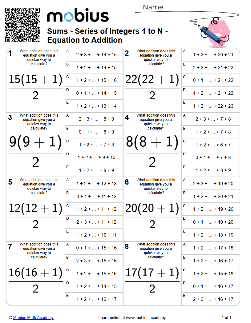 Level 1 | Patterning | Grade 11 Math Worksheets - Mobius Math Academy